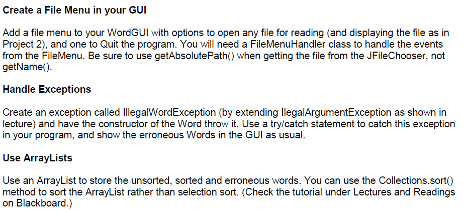 Create a File Menu in your GUI Add a file menu to | Chegg.com