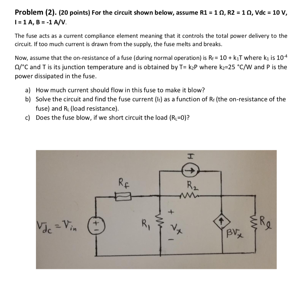 Solved Problem (2). (20 points) For the circuit shown below, | Chegg.com
