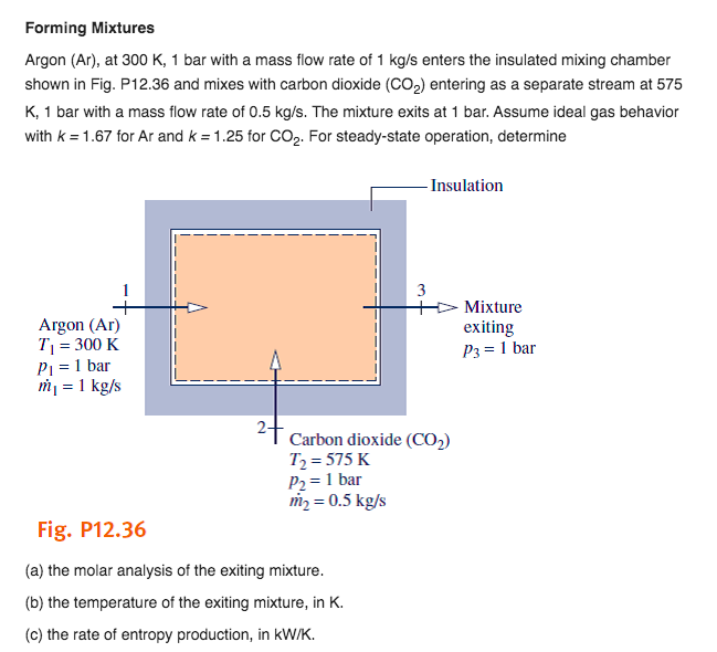 Solved Forming Mixtures Argon (Ar), at 300 K, 1 bar with a | Chegg.com