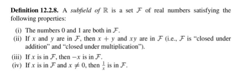 Solved Prove that the set of algebraic numbers is a subfield | Chegg.com