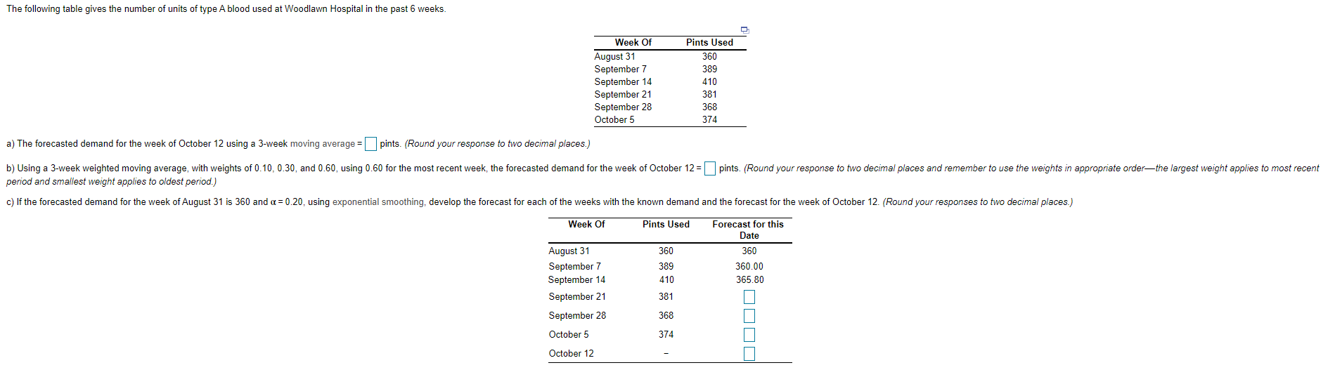 Solved The following table gives the number of units of type | Chegg.com
