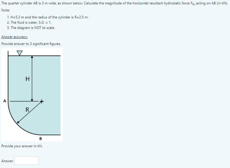 Solved The quarter cylinder AB is 3 m wide, as shown below. | Chegg.com