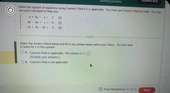 Solved Solve the system of equations using Cramer's Rule if | Chegg.com
