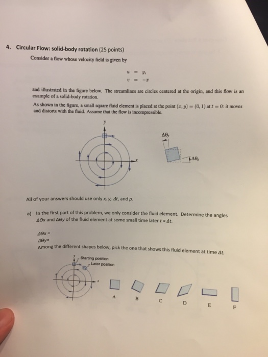 Solved 4. Circular Flow: solid-body rotation (25 points) | Chegg.com