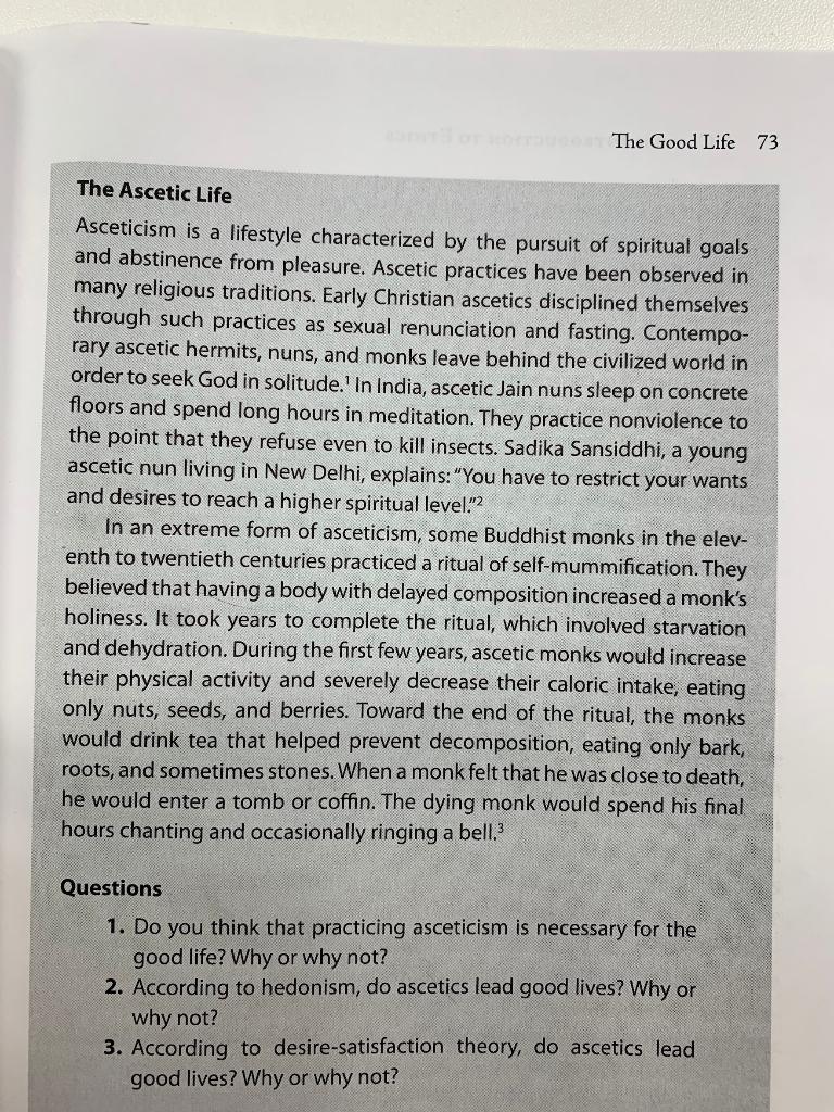 The Good Life 73 The Ascetic Life Asceticism is a | Chegg.com