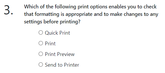 Solved 3. Which of the following print options enables you | Chegg.com