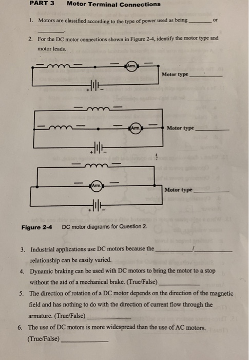 Solved PART 3 Motor Terminal Connections 1. Motors are | Chegg.com