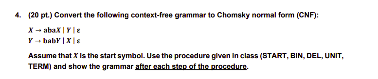 Solved (20 pt.) Convert the following context-free grammar | Chegg.com