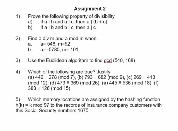 Solved Assignment 2 1) Prove the following property of | Chegg.com