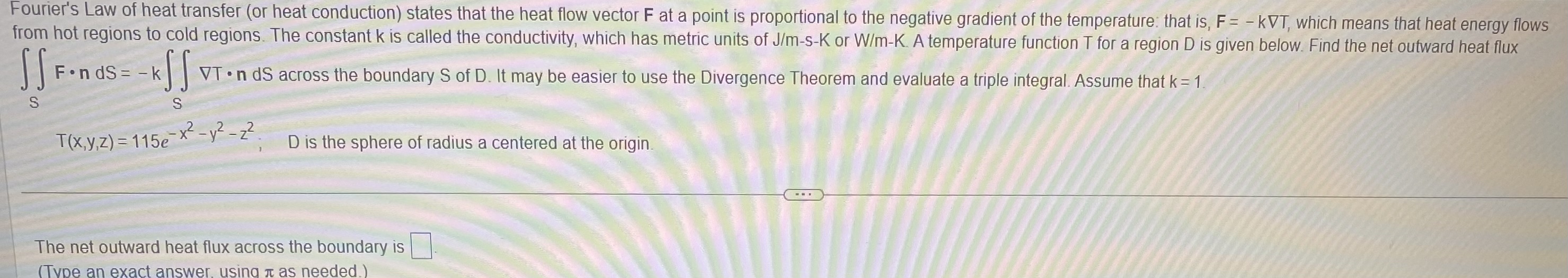 Solved Fourier's Law of heat transfer (or heat conduction) | Chegg.com