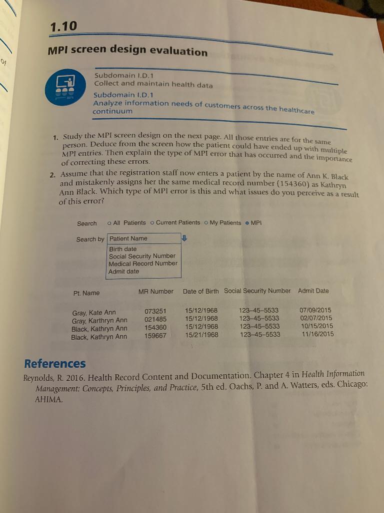 1.10 MPI screen design evaluation 04 Subdomain ID.1 | Chegg.com