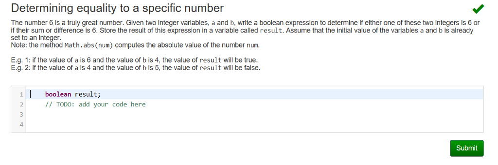 Solved Determining equality to a specific number The number | Chegg.com