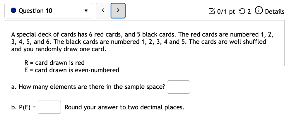 Solved A special deck of cards has 6 red cards, and 5 black | Chegg.com