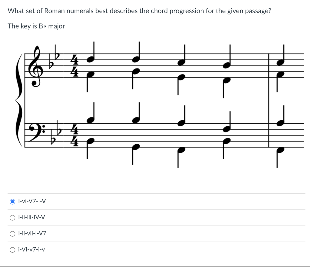 What set of Roman numerals best describes the chord | Chegg.com