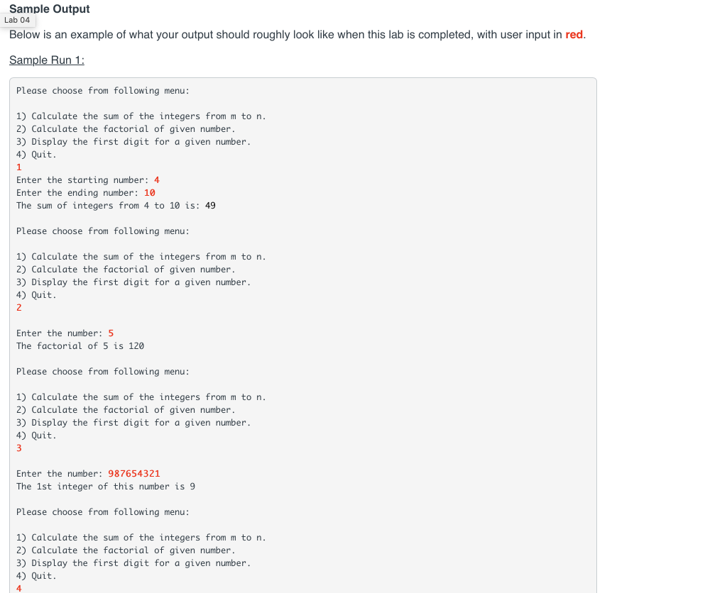 Solved Problem Description Displaying Menu Options And
