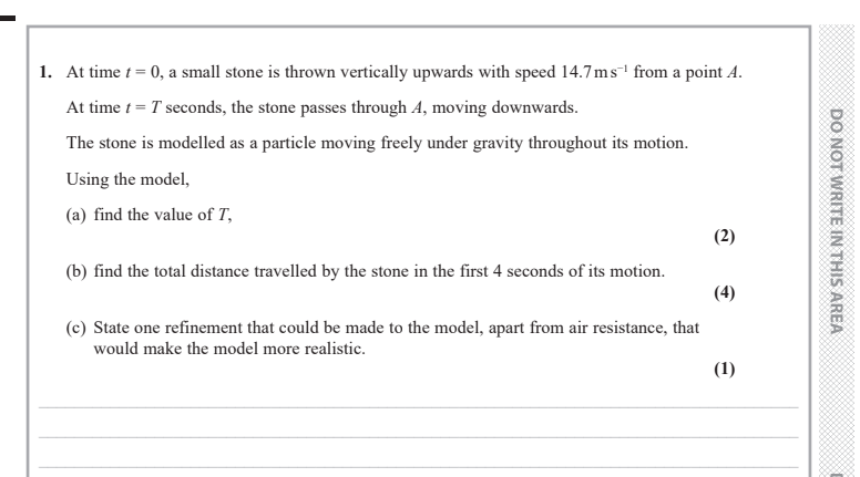 Solved 1. At time t= 0, a small stone is thrown vertically | Chegg.com