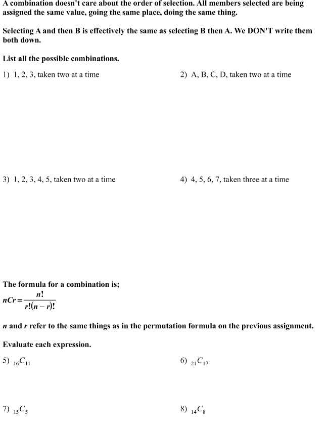Solved nCr= n! r!(n-r)! These are all combination problems. | Chegg.com