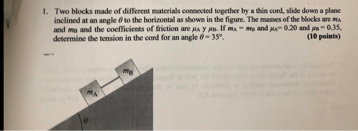 Solved 1. Two blocks made of different materials connected | Chegg.com