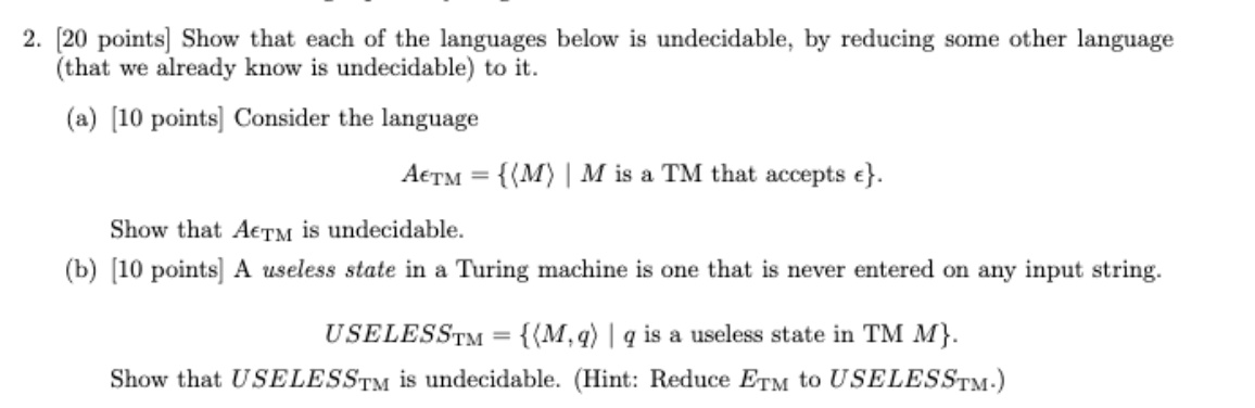 Solved 2. (20 points) Show that each of the languages below | Chegg.com