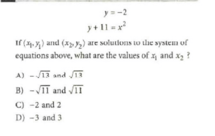 Solved yy+11=−2=x2 If (x1,y1) and (x2,y2) are solutions to | Chegg.com