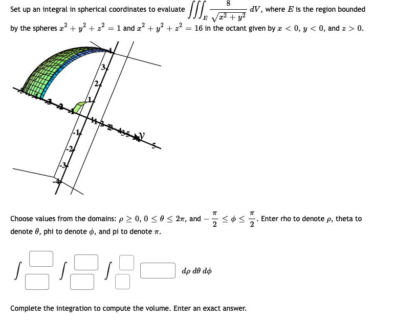 Solved Set up an integral in spherical coordinates to | Chegg.com