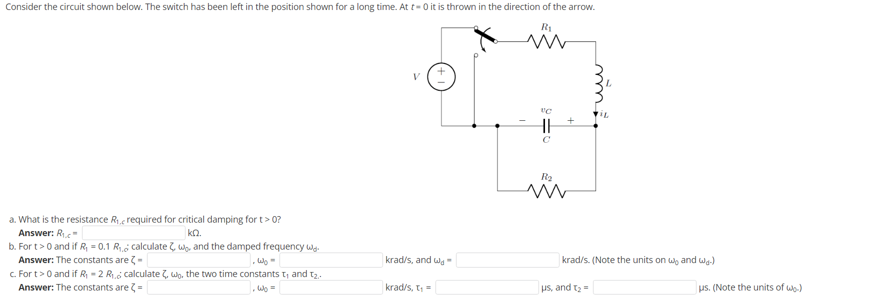 Solved a. What is the resistance R1,c required for critical | Chegg.com