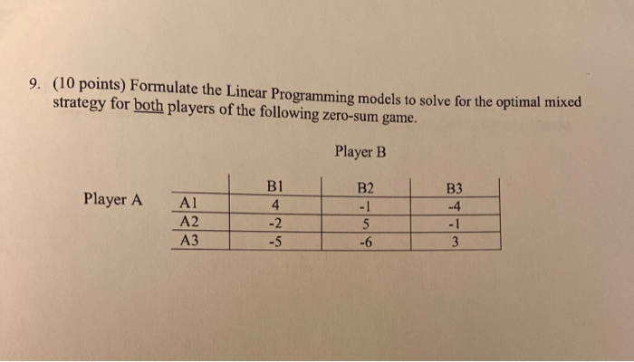 Solved 9. (10 points) Formulate the Linear Programming | Chegg.com