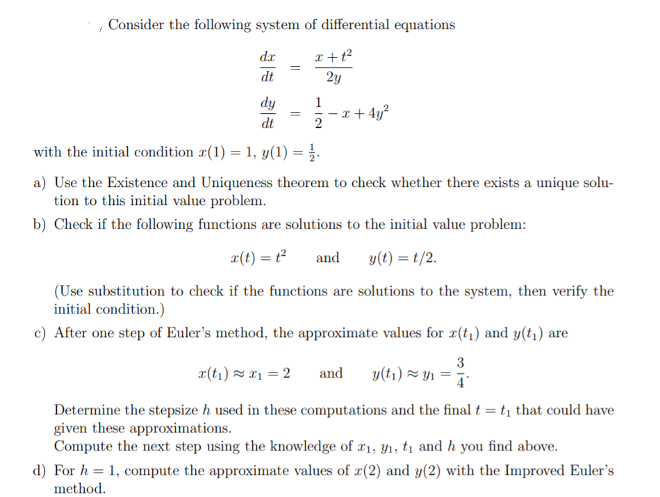 Solved Consider the following system of differential | Chegg.com