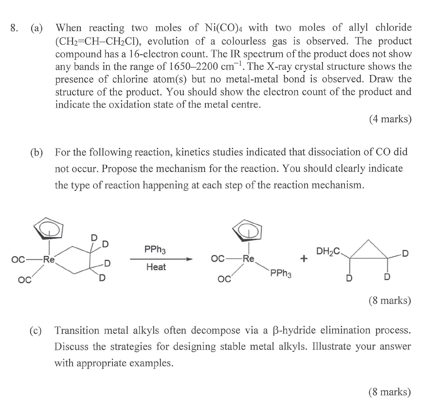 Solved 8. (a) ﻿When reacting two moles of | Chegg.com