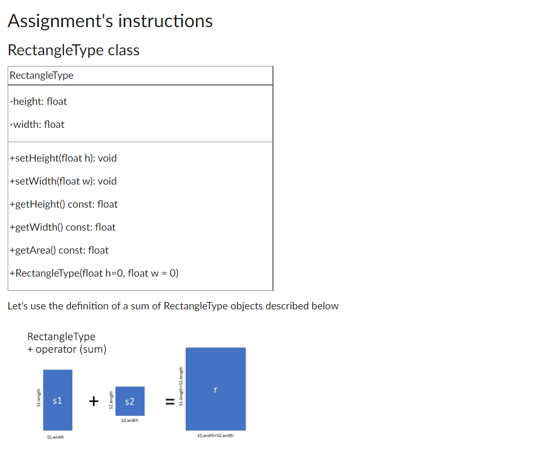 Solved Assignment's instructions RectangleType class | Chegg.com