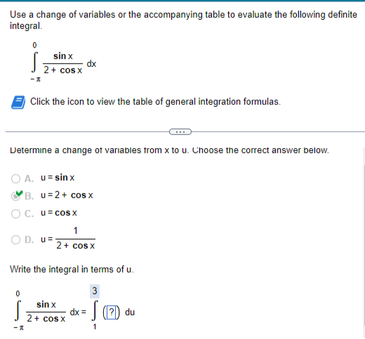 Solved Use a change of variables or the accompanying table | Chegg.com