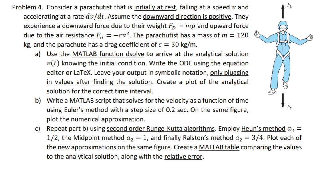 Solved Problem 4. Consider a parachutist that is initially | Chegg.com