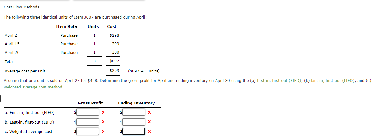 Solved Cost Flow Methods The following three identical units | Chegg.com