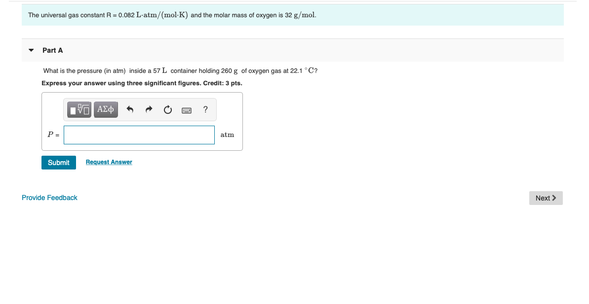 Solved The universal gas constant R = 0.082 L-atm/(mol-K) | Chegg.com