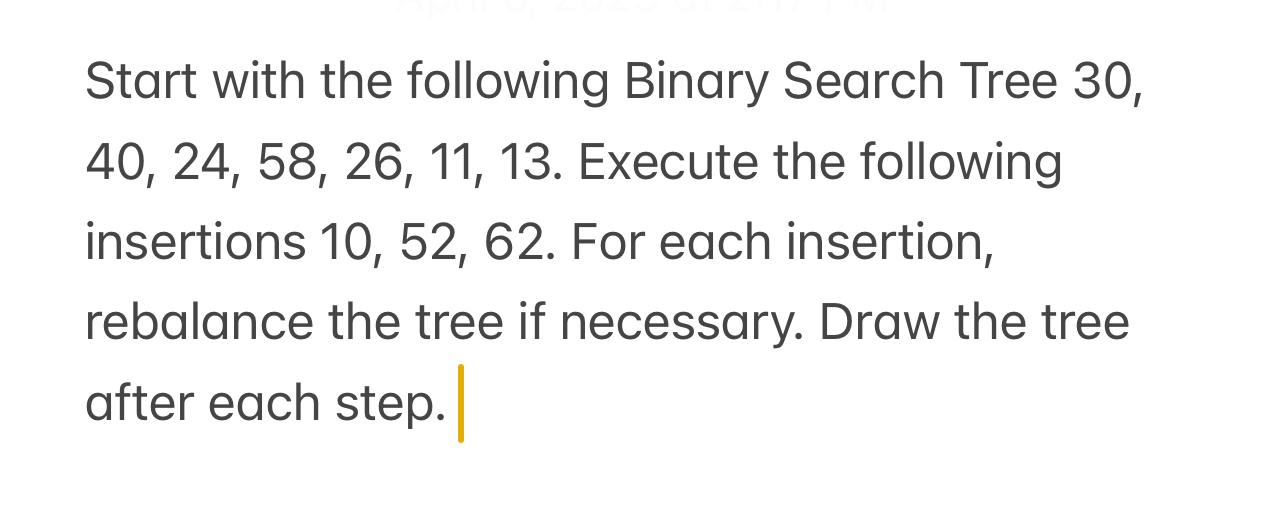 Start with the following Binary Search Tree 30, | Chegg.com