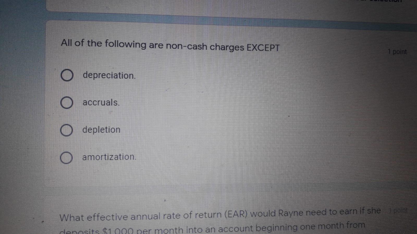 Solved All of the following are non-cash charges EXCEPT 1 | Chegg.com