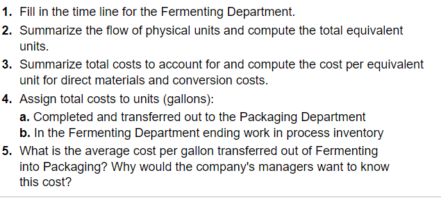 Solved Fermenting Department Equivalent Unit Computation | Chegg.com