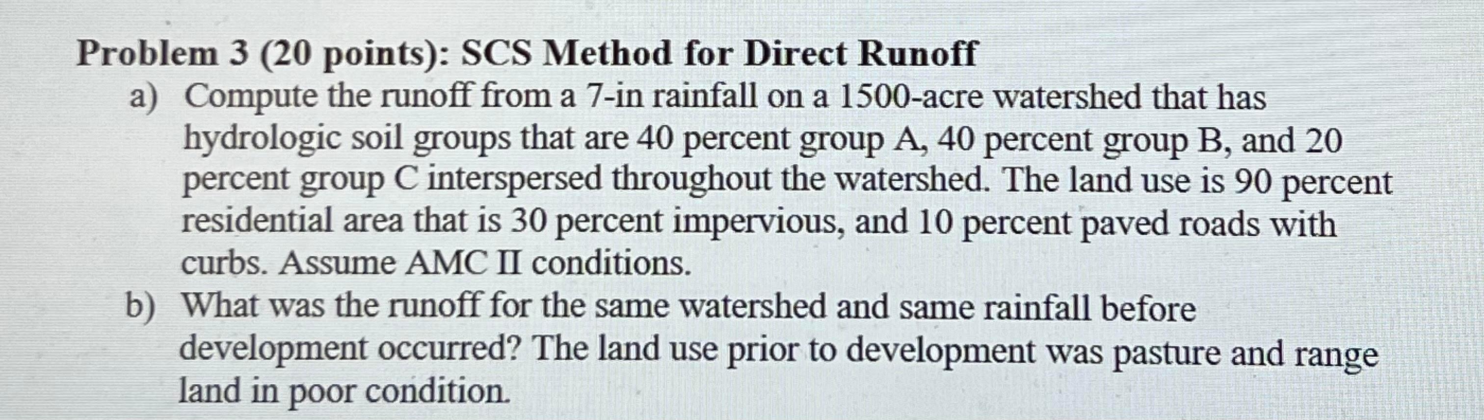 Solved Problem 3 (20 points): SCS Method for Direct Runoff | Chegg.com
