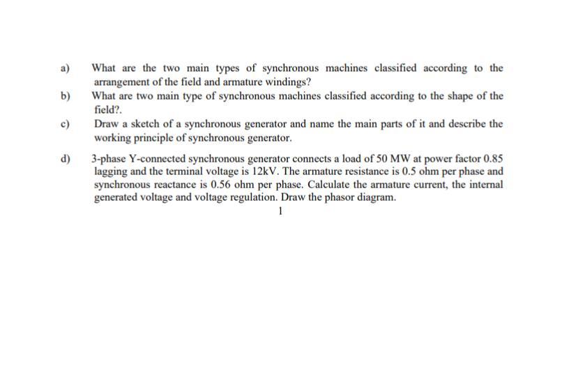 Solved a) What are the two main types of synchronous | Chegg.com