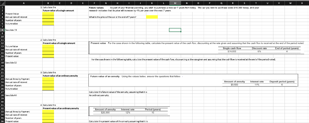 Solved Use the attached spreadsheet to complete 6 time value | Chegg.com