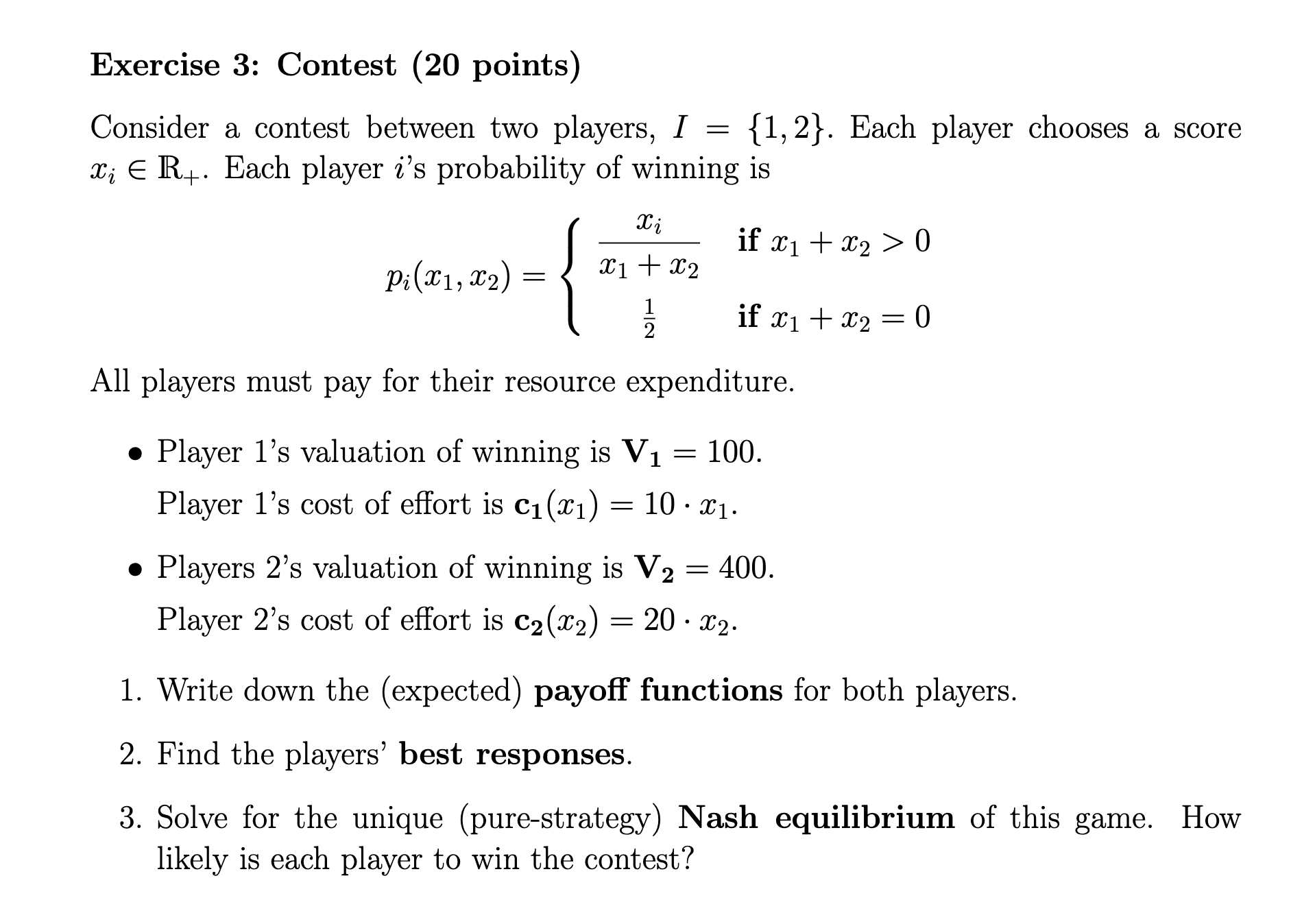Solved Exercise 3: Contest (20 ﻿points)Consider a contest | Chegg.com
