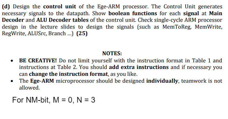 Solved 2. Design a simple microprocessor called Ege-ARM | Chegg.com