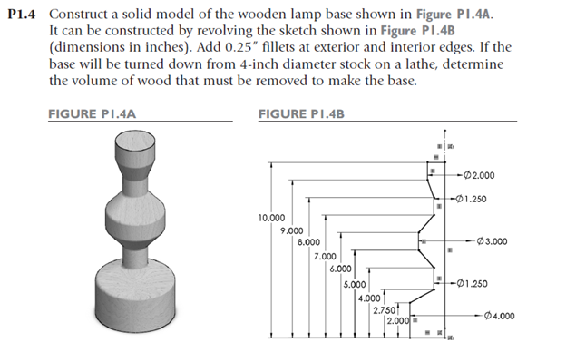 Solved P1.4 Construct a solid model of the wooden lamp base | Chegg.com
