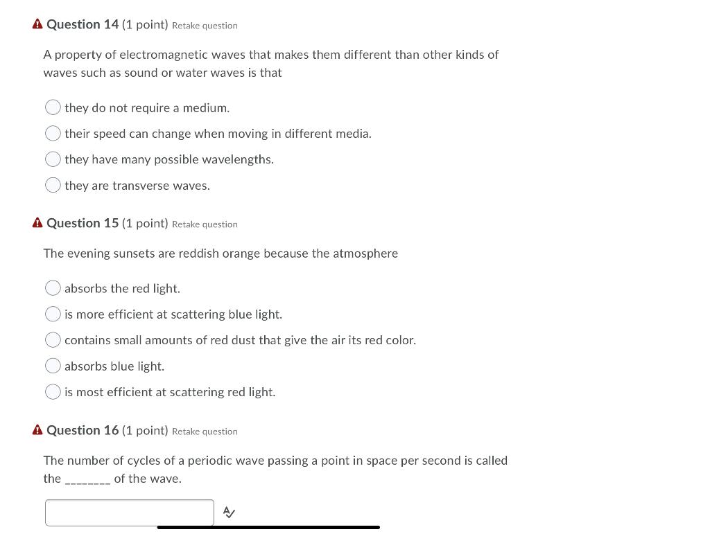 Solved A Question 14 (1 point) Retake question A property of | Chegg.com