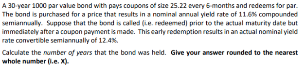 Solved A 30 -year 1000 par value bond with pays coupons of | Chegg.com
