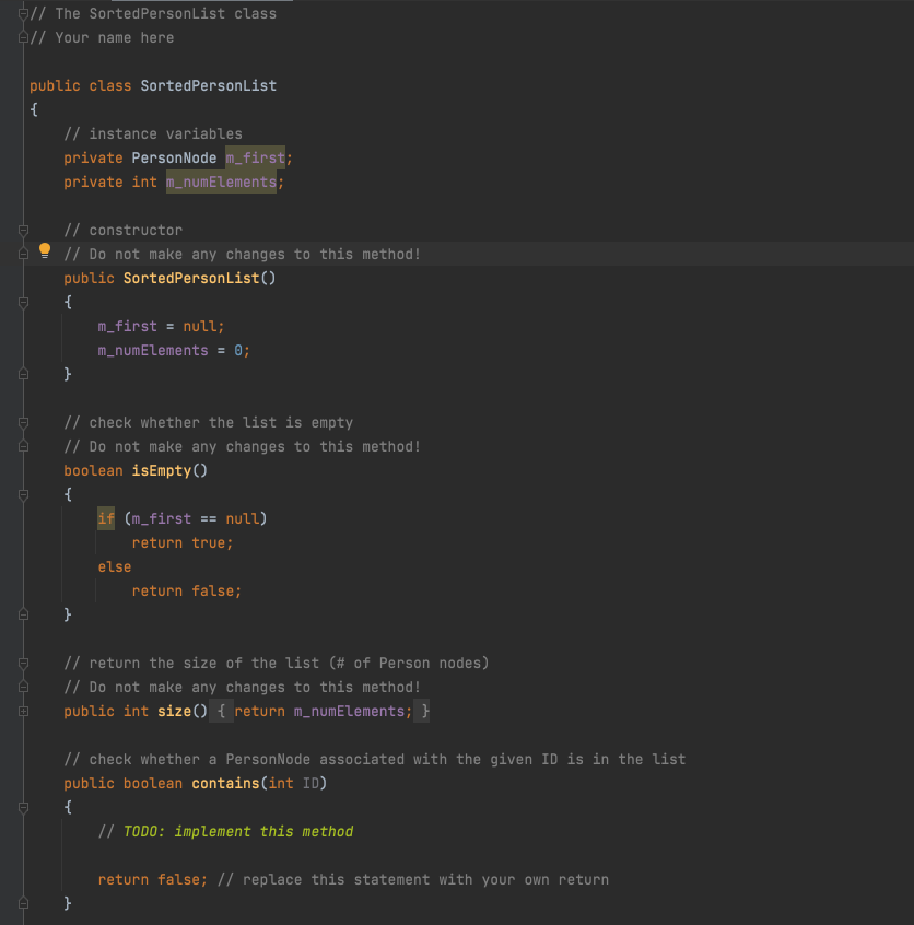 Solved You are provided with the files "PersonNode.java" | Chegg.com