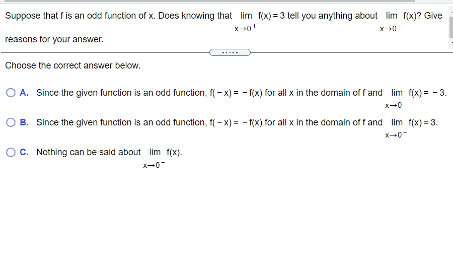 Solved Suppose that f is an odd function of x. Does knowing | Chegg.com