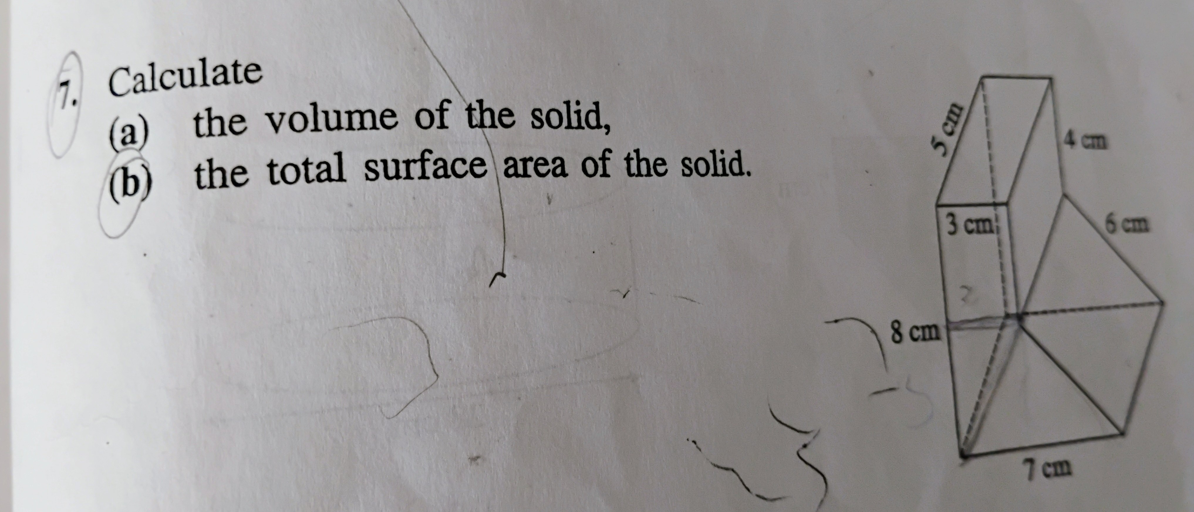 Solved 7. ﻿Calculate (a) ﻿the volume of the solid, (b) ﻿the | Chegg.com