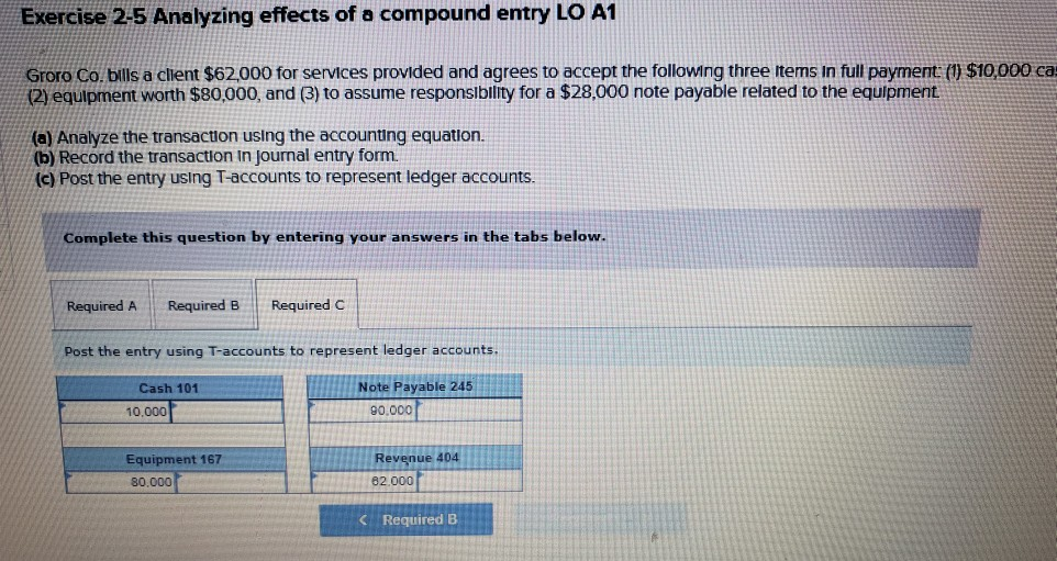 Solved Exercise 2-5 Analyzing effects of a compound entry LO | Chegg.com