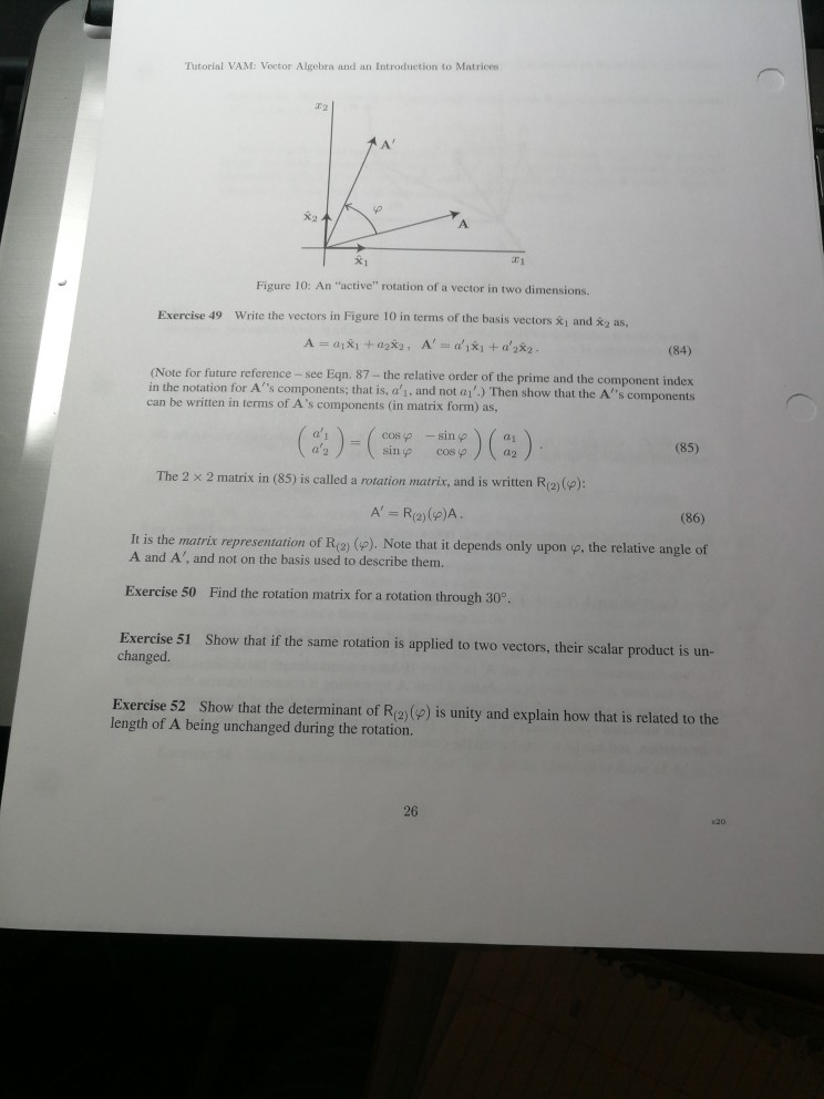 Solved Tutorial VAM: Vector Algebra and an Introduction to | Chegg.com